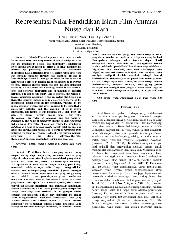 (PDF) Representasi Nilai Pendidikan Islam Film Animasi Nussa dan Rara
