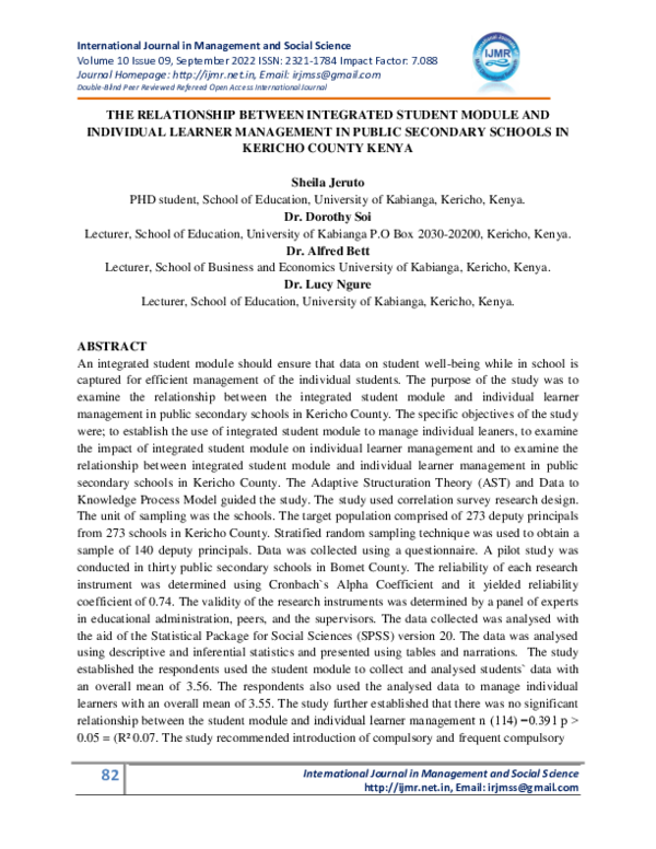 (PDF) THE RELATIONSHIP BETWEEN INTEGRATED STUDENT MODULE AND INDIVIDUAL ...