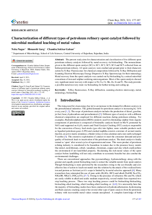 (PDF) Characterization of different types of petroleum refinery spent ...