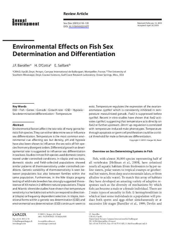 (PDF) Environmental Effects on Fish Sex Determination and Differentiation