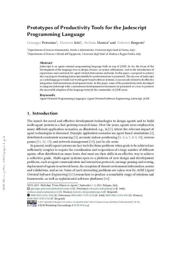 (PDF) Prototypes of Productivity Tools for the Jadescript Programming Language