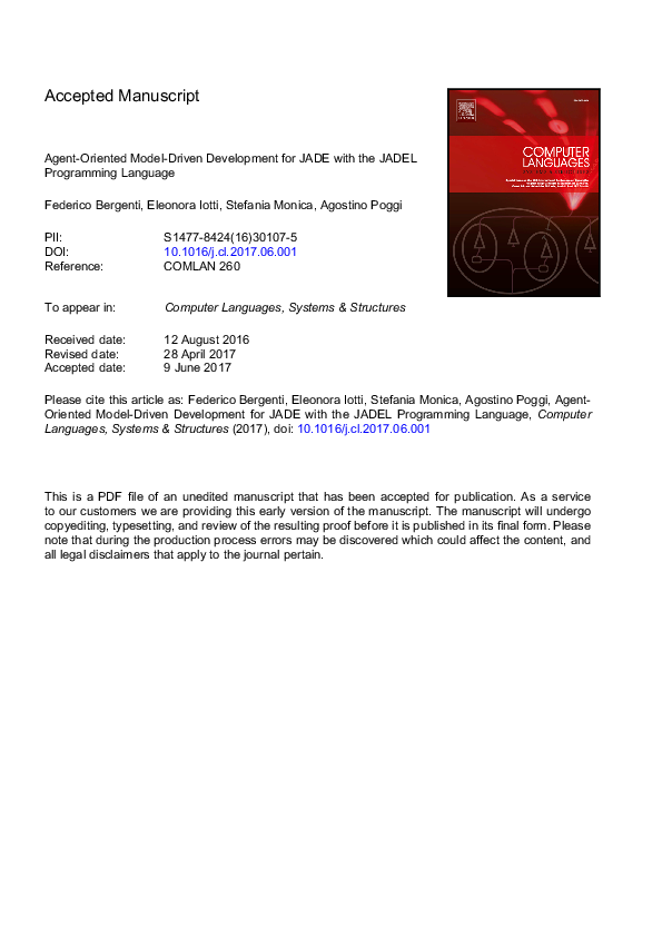 (PDF) Agent-oriented model-driven development for JADE with the JADEL ...