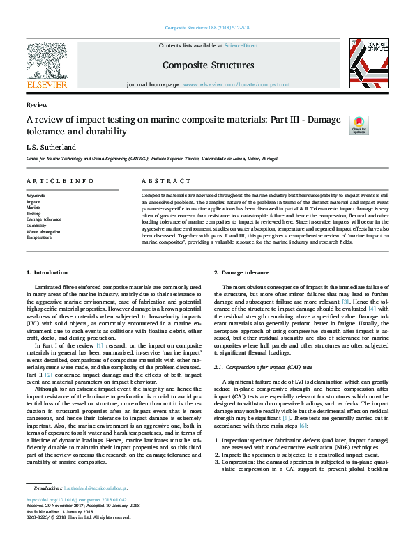 (PDF) A review of impact testing on marine composite materials: Part ...