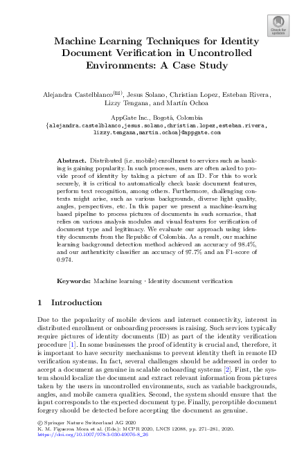 (PDF) Machine Learning Techniques for Identity Document Verification in ...