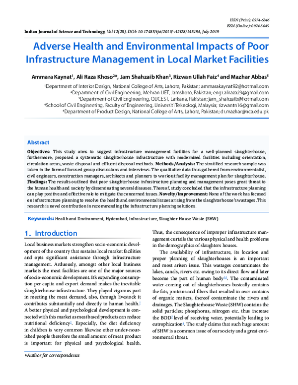 (PDF) Adverse Health and Environmental Impacts of Poor Infrastructure ...