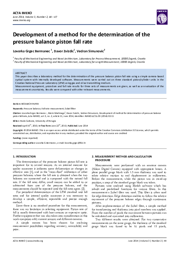 (PDF) Development of Method for Determination of Pressure Balance ...