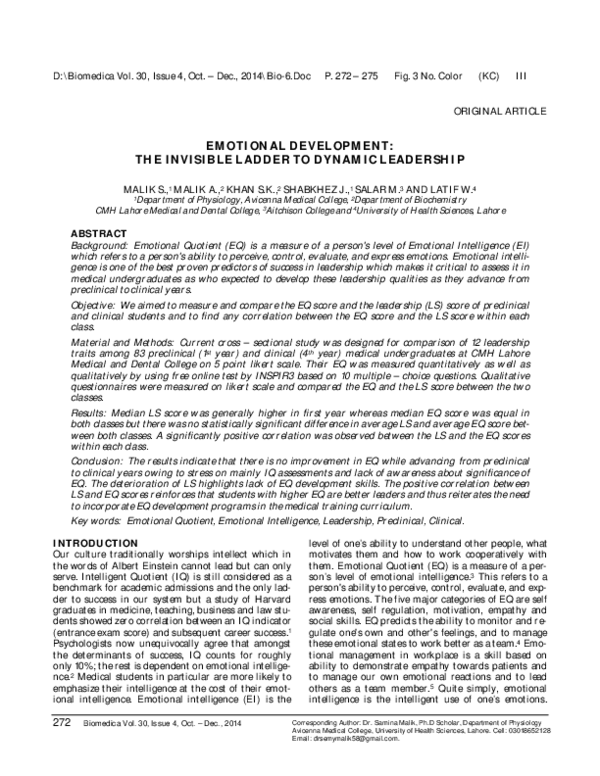 (PDF) Emotional Development: The Invisible Ladder to Dynamic Leadership