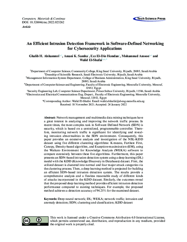 Pdf An Efficient Intrusion Detection Framework In Software Defined Networking For