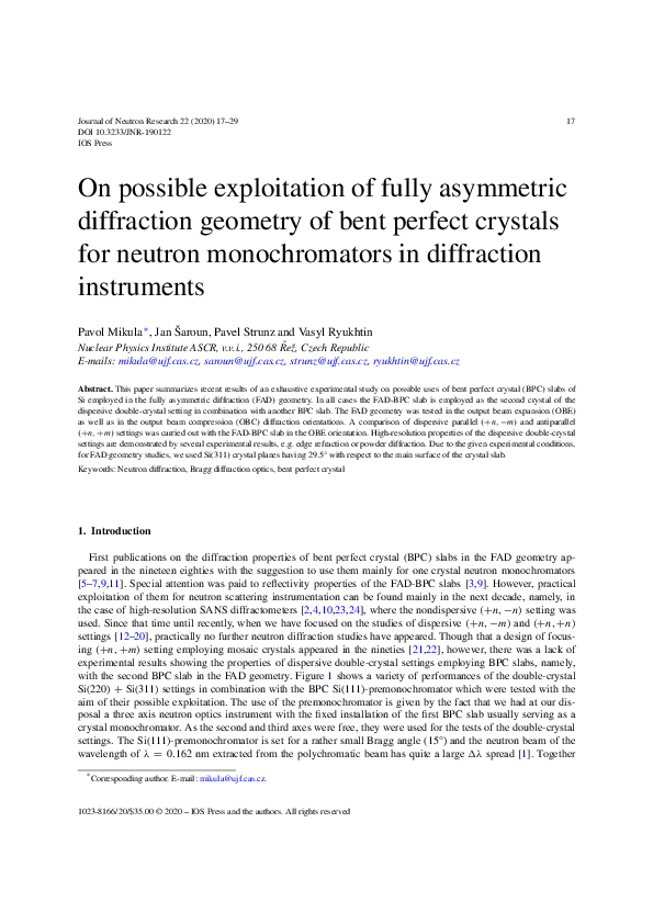 (PDF) On possible exploitation of fully asymmetric diffraction geometry ...