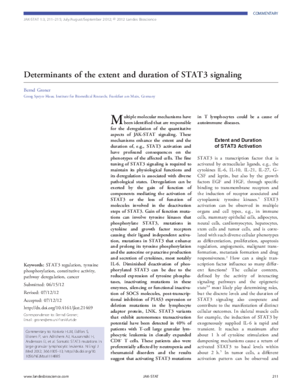 (PDF) Determinants of the extent and duration of STAT3 signaling