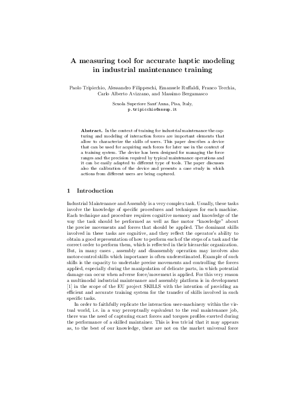 (PDF) A measuring tool for accurate haptic modeling in industrial ...