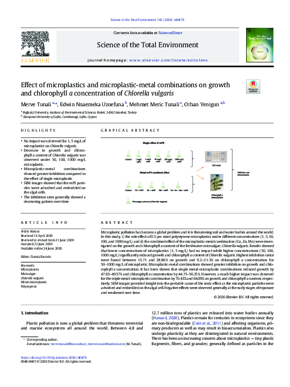 (PDF) Effect of microplastics and microplastic-metal combinations on ...
