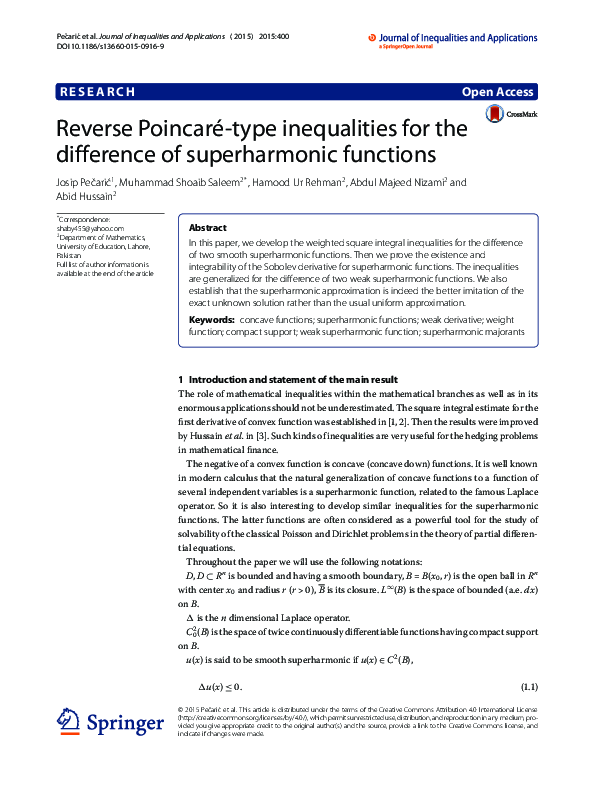 (PDF) Reverse Poincaré-type inequalities for the difference of superharmonic functions