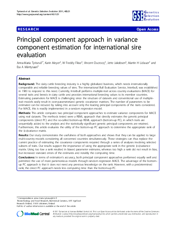 Pdf Principal Component Approach In Variance Component Estimation For