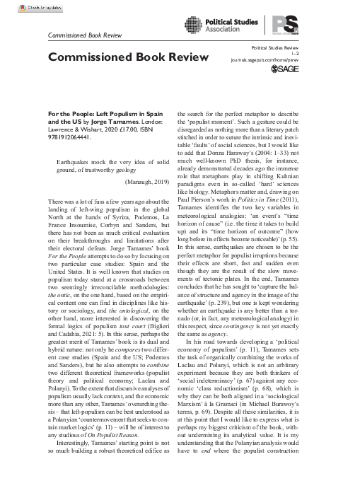 (PDF) Review of "For the People" (Lawrence & Wishart, 2020), Jorge ...