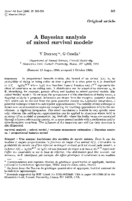 (PDF) Bayesian Mixed Survival Models and Parameter Estimation