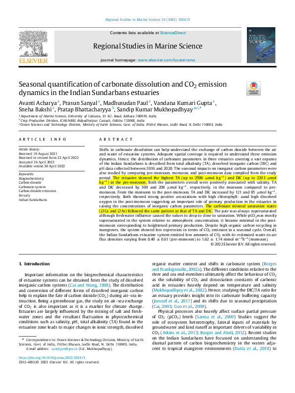 Pdf Seasonal Quantification Of Carbonate Dissolution And Co2 Emission Dynamics In The Indian
