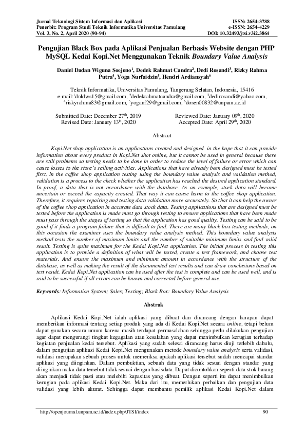 (PDF) Pengujian Black Box pada Aplikasi Penjualan Berbasis Website dengan PHP MySQL Kedai Kopi ...