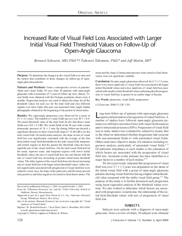 (PDF) Increased Rate of Visual Field Loss Associated with Larger ...