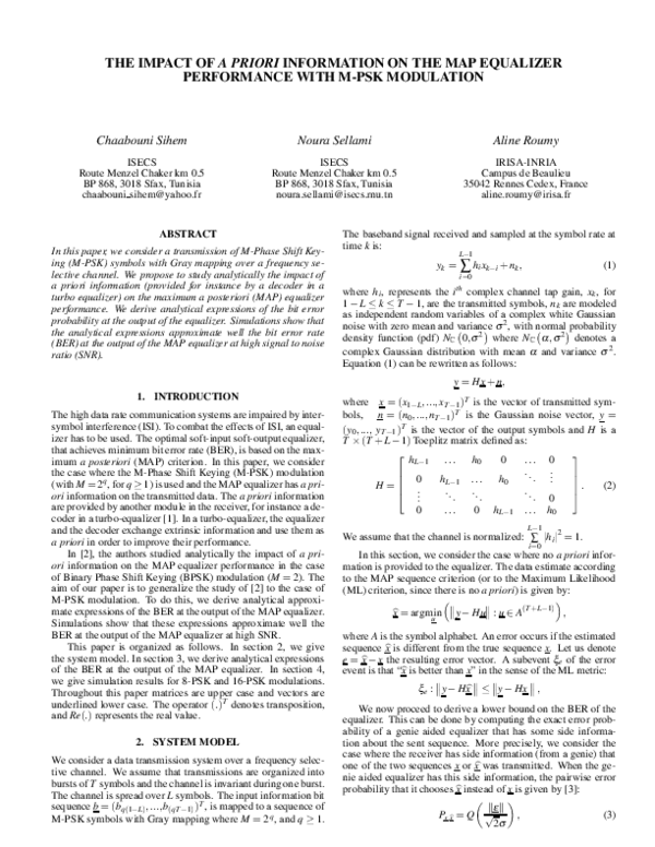 (PDF) The Impact Of A Priori Information On The Map Equalizer ...