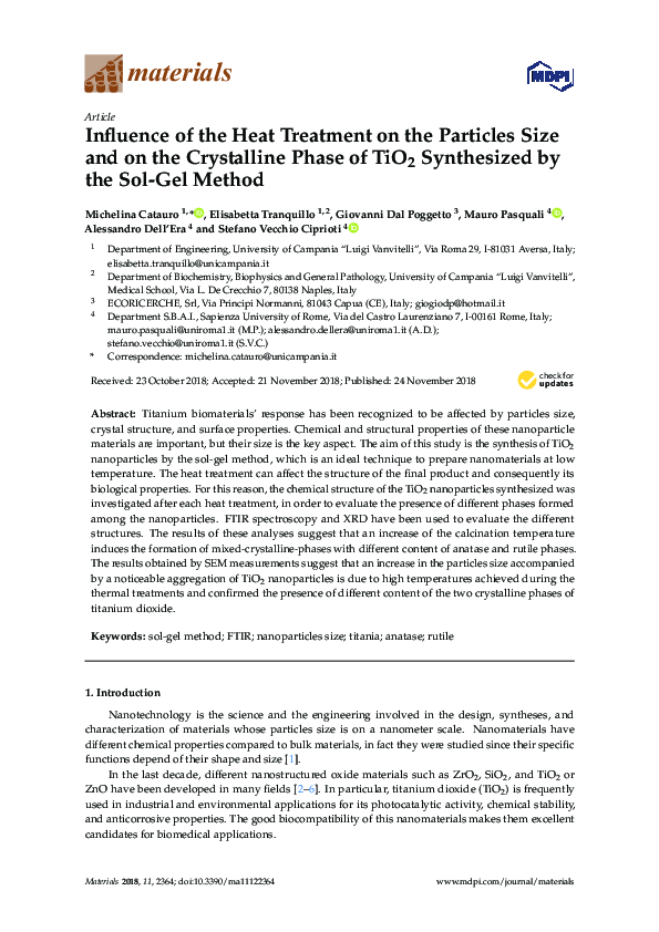 (PDF) Influence of the Heat Treatment on the Particles Size and on the ...