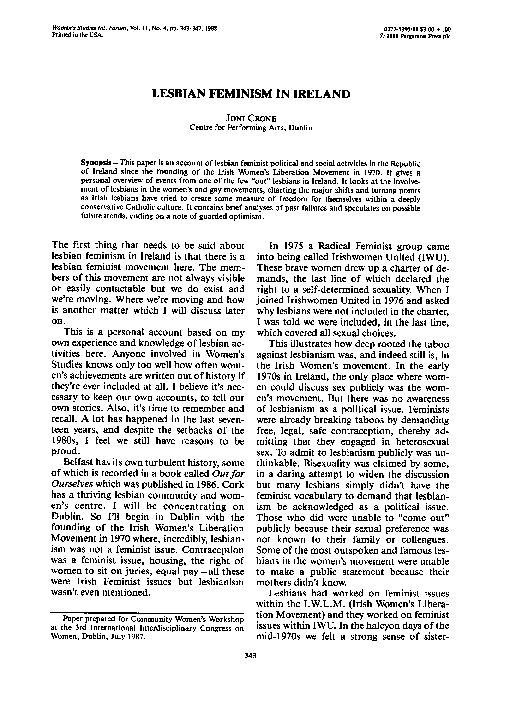 (PDF) Lesbian feminism in Ireland