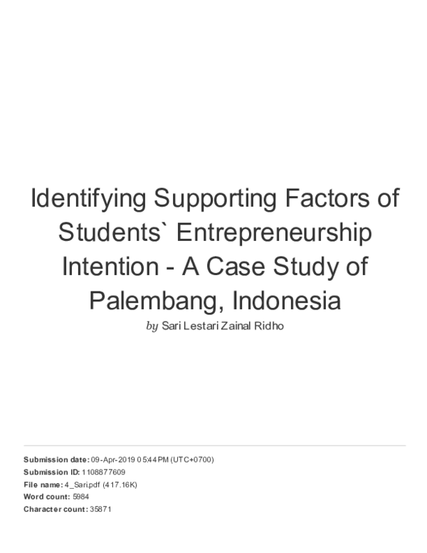 (PDF) IDENTIFYING SUPPORTING FACTORS OF STUDENTS ENTREPRENEURSHIP ...
