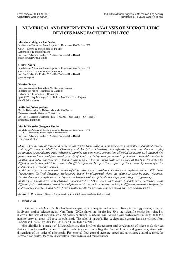 (PDF) Numerical and Experimental Analysis of Microfluidic Diode Manufactured in LTCC Technology ...