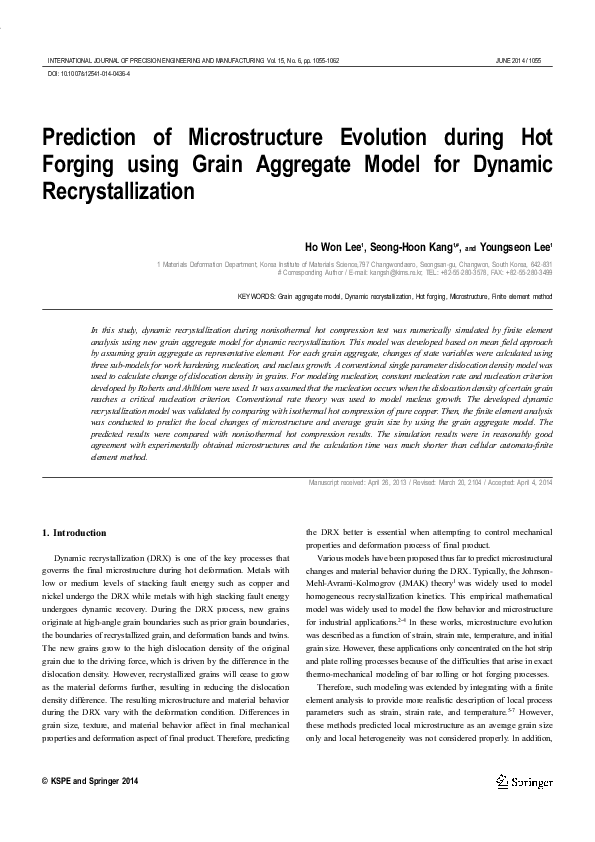 Pdf Prediction Of Microstructure Evolution During High Temperature