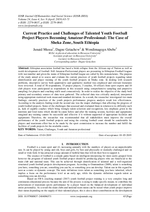 (PDF) Current Practice and Challenges of Talented Youth Football ...