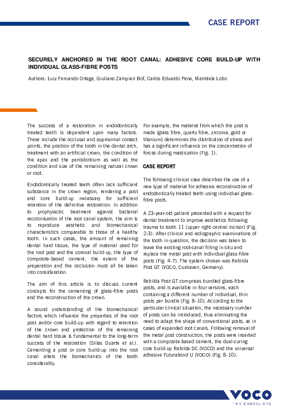 (PDF) Securely Anchored in the Root Canal: Adhesive Core Build-Up with ...