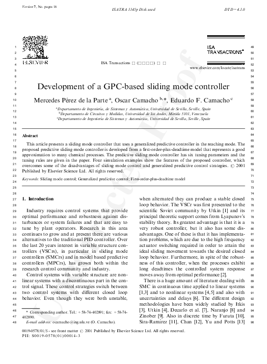 (PDF) Development of a GPC-based sliding mode controller