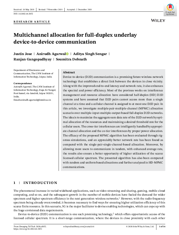 (PDF) Multichannel allocation for full‐duplex underlay device‐to‐device ...