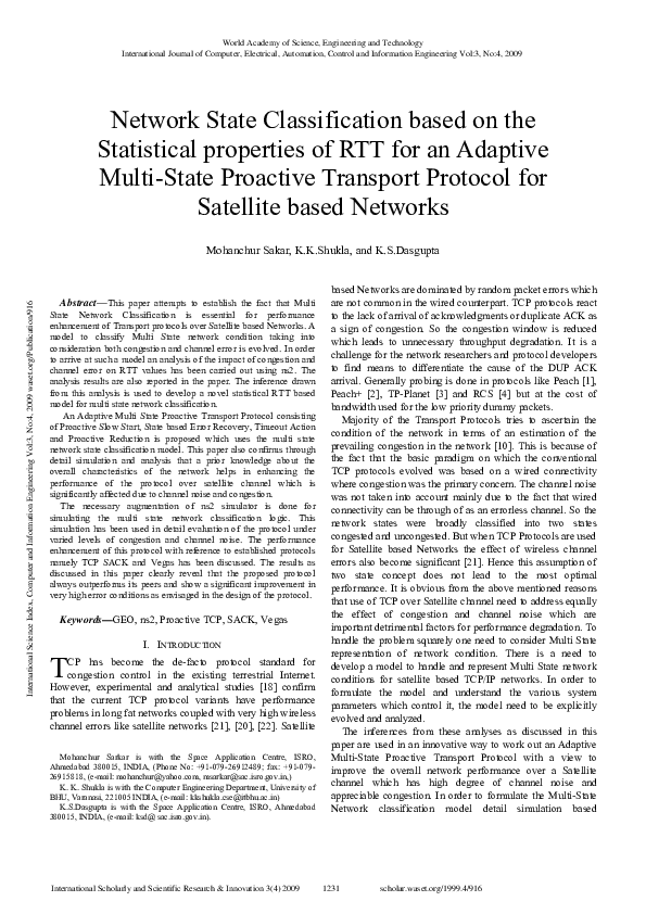 (PDF) Network State Classification Based on the Statistical Properties of RTT for an Adaptive ...