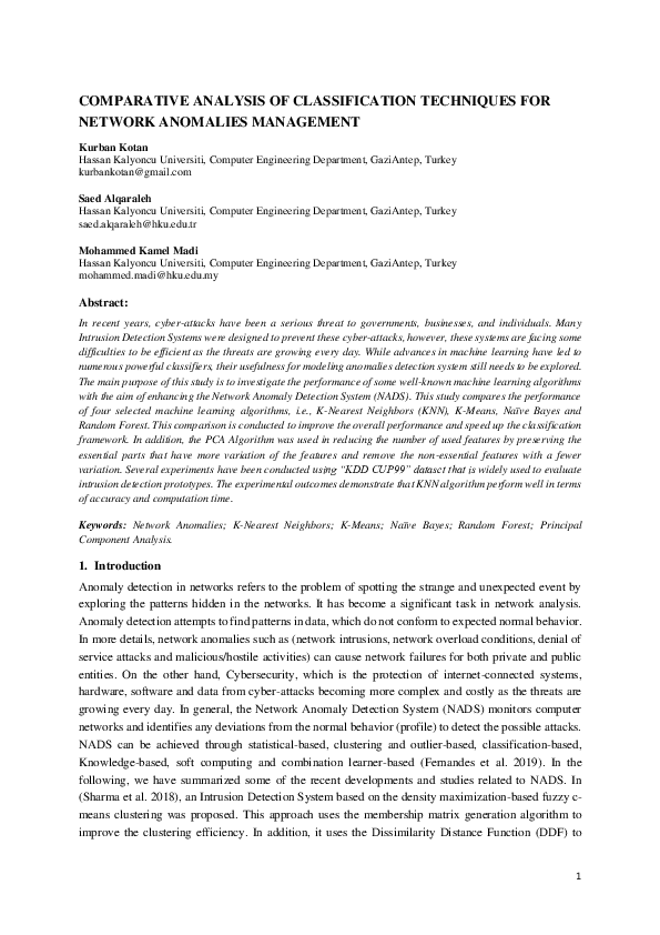(PDF) Comparative analysis of classification techniques for network ...