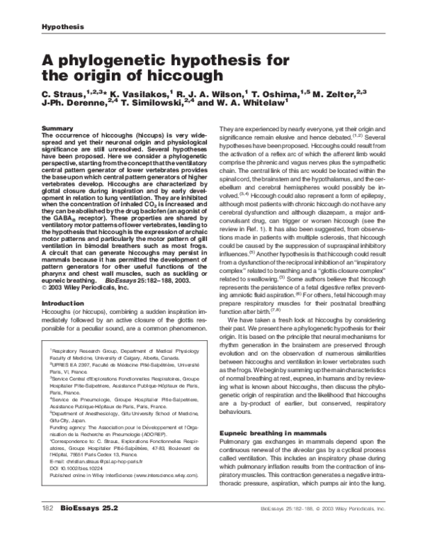(PDF) A phylogenetic hypothesis for the origin of hiccough