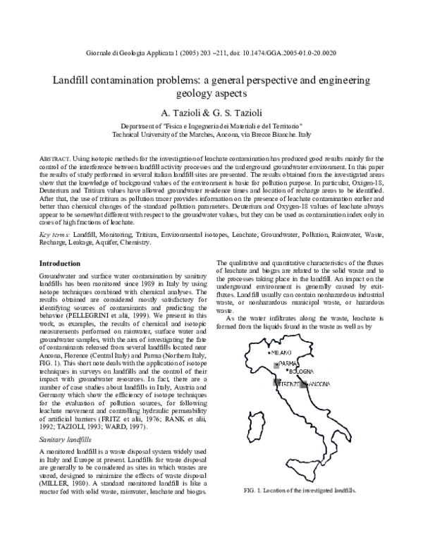 (PDF) Landfill contamination problems: a general perspective and ...