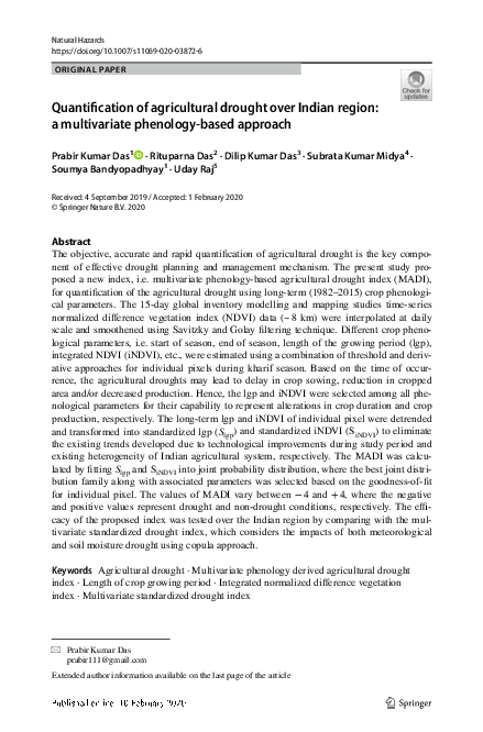 (PDF) Quantification of agricultural drought over Indian region: a multivariate phenology-based ...