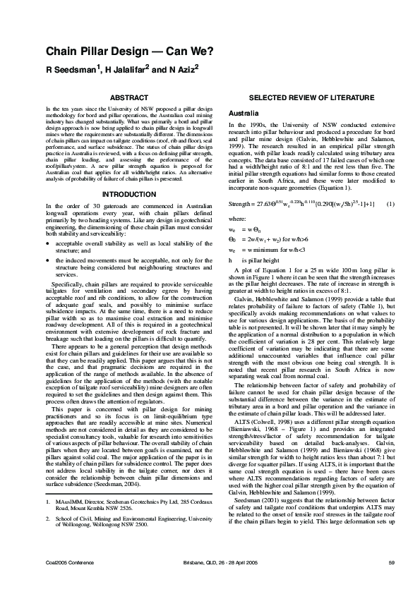 (PDF) Chain Pillar Design - Can We? | Hossein Jalalifar - Academia.edu
