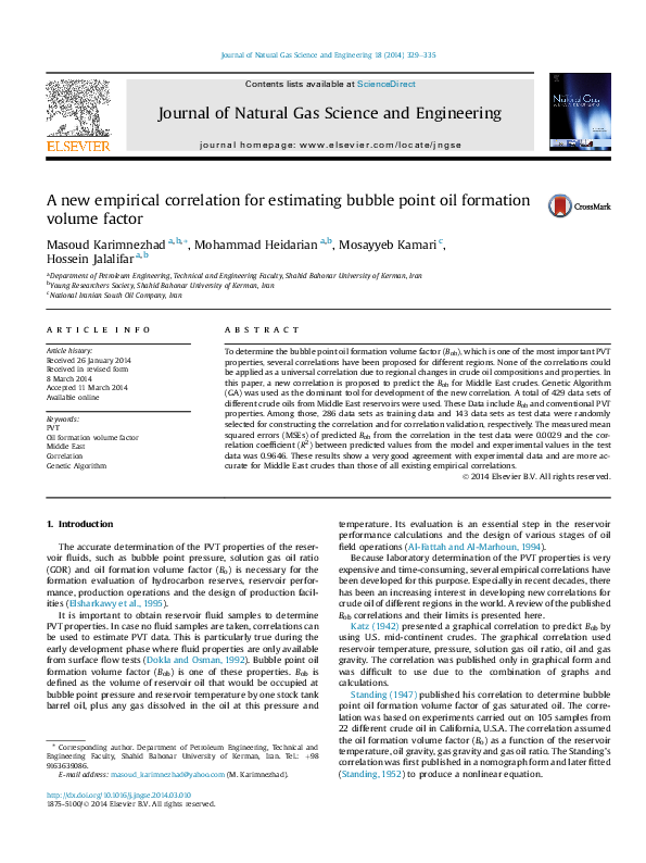 (PDF) A new empirical correlation for estimating bubble point oil ...