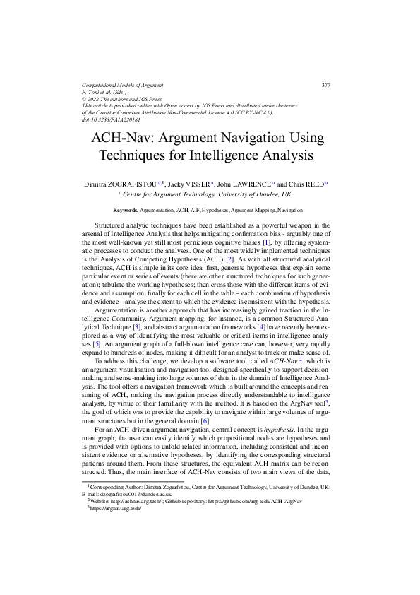 (PDF) ACH-Nav: Argument Navigation Using Techniques for Intelligence ...