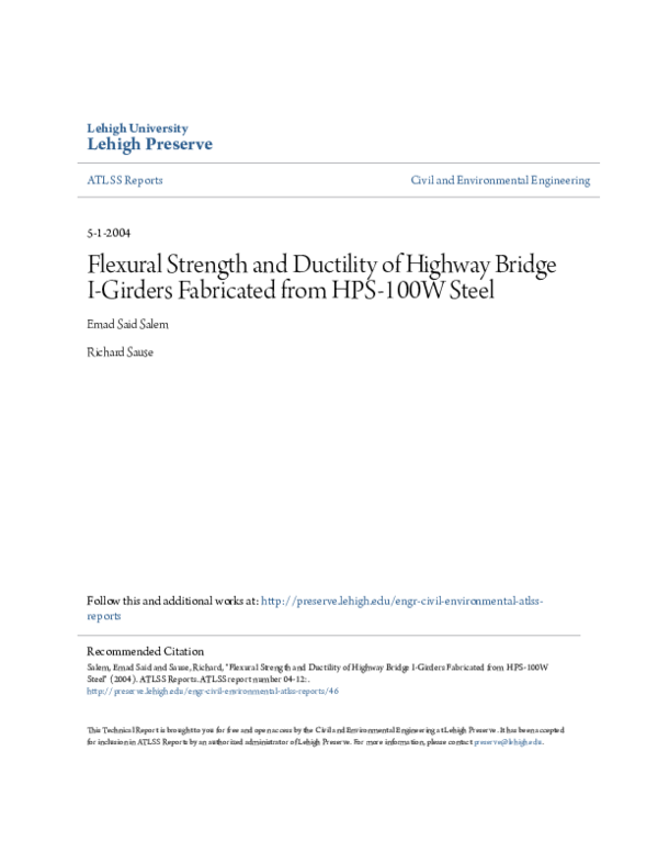 (PDF) Flexural Strength and Ductility of Highway Bridge I-Girders ...