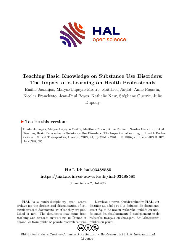 (PDF) Teaching Basic Knowledge on Substance Use Disorders: the Impact ...