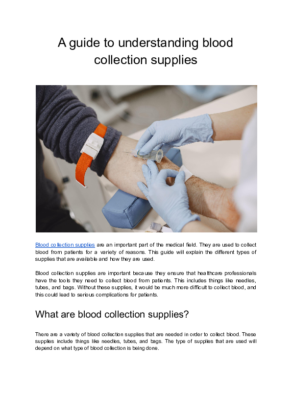 (PDF) A guide to understanding blood collection supplies