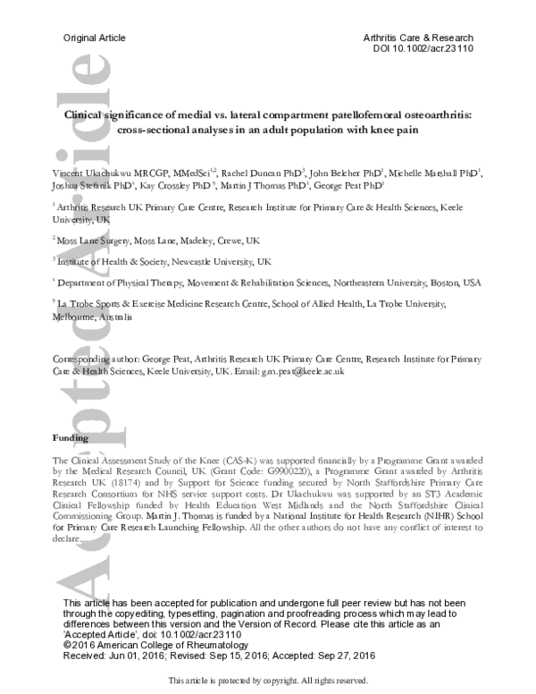 (PDF) Clinical Significance of Medial Versus Lateral Compartment ...