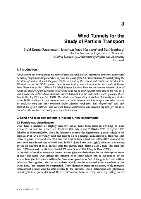 (PDF) Wind Tunnels for the Study of Particle Transport