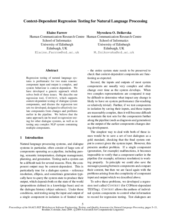 (PDF) Context-dependent regression testing for natural language ...