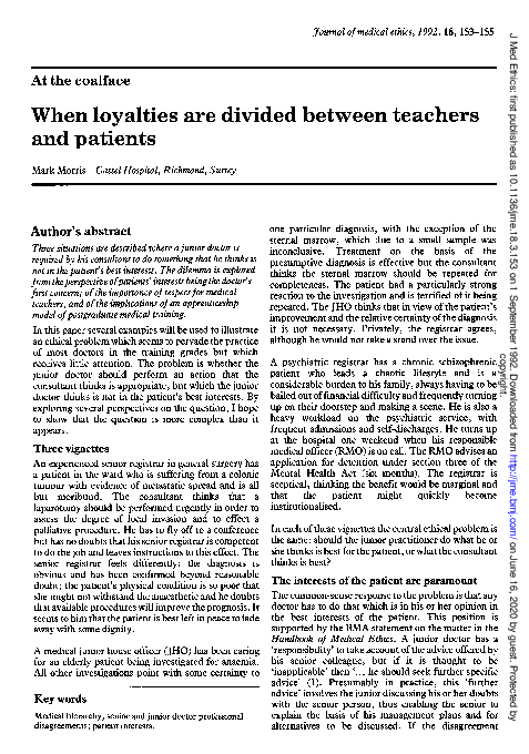 (PDF) When loyalties are divided between teachers and patients
