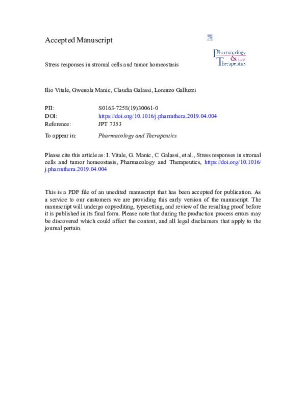 (PDF) Stress responses in stromal cells and tumor homeostasis | Claudia ...