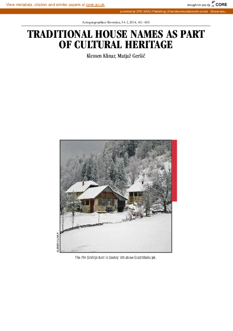 (PDF) Traditional house names as part of cultural heritage